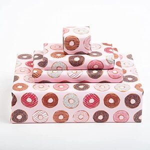 CENTRAL 23 - Pink Wrapping Paper for Women - Colourful Donuts - 6 Gift Wrap Sheets for Birthdays Girls Kids New Baby - Recyclable