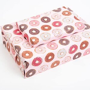 CENTRAL 23 - Pink Wrapping Paper for Women - Colourful Donuts - 6 Gift Wrap Sheets for Birthdays Girls Kids New Baby - Recyclable