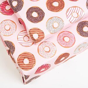 CENTRAL 23 - Pink Wrapping Paper for Women - Colourful Donuts - 6 Gift Wrap Sheets for Birthdays Girls Kids New Baby - Recyclable