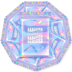 house of party hangover recovery kit bags – (4″x6″) 10pcs bachelorette wedding hangover kit supplies hangover gift bags printed holographic bags