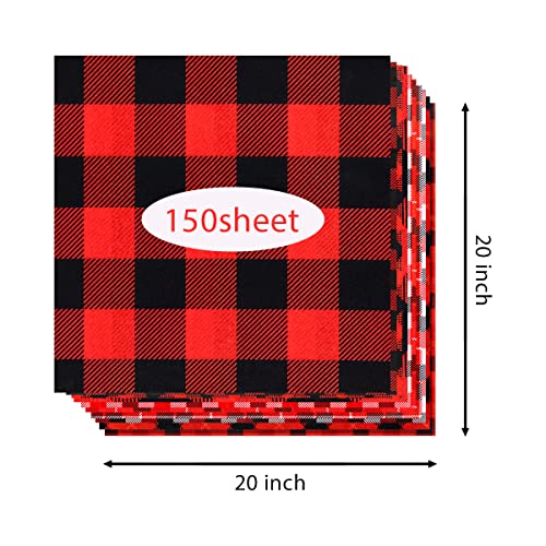 JOYIN 150 Sheets Christmas Red Black Buffalo Plaid Tissue Paper Assorted Design, Holiday Gift Wrap Paper, Accessory for Gift Boxes, Gift Wrapping Bags and Wine Bottles Decoration