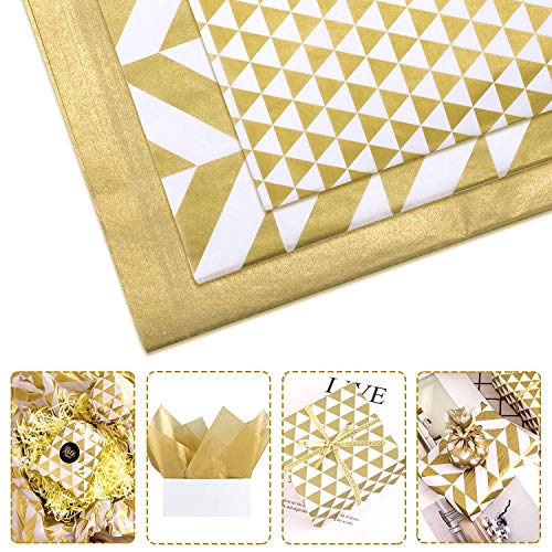 Whaline 90 Sheets Gold Tissue Paper Bulk, Metallic Gift Wrapping Paper for Birthday Party, Arts Crafts, DIY, Weddings, Bridal Showers