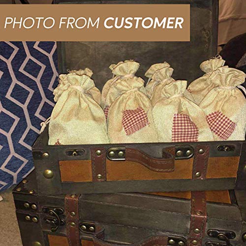 50 Pcs Burlap Gift Bags 5x8 Inch, Linen Sacks Bag with Drawstring for Gifts Candy Small Items, Reusable Jewelry Pouches for Art DIY Craft Coffee Present Wedding Favors Household Use, Brown