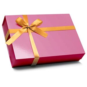 eerbaier pink gift box, luxury gift box with lid for presents, gift box with ribbon, magnetic gift wrap box, (pink)