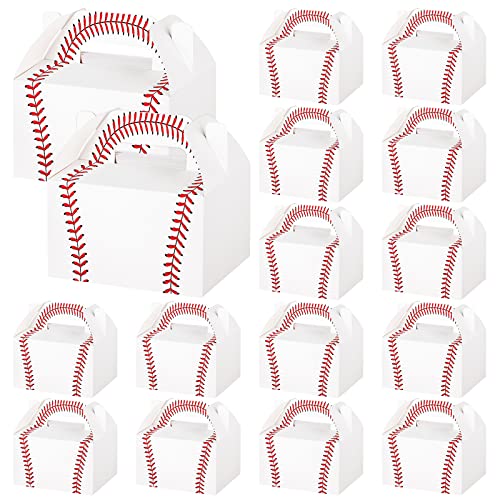 ADXCO 16 Pieces Baseball Treat Boxes Baseball Paper Gift Boxes Candy Snack Goody Bags Boxes for Baseball Sports Party Favors Supplies and Gift Giving