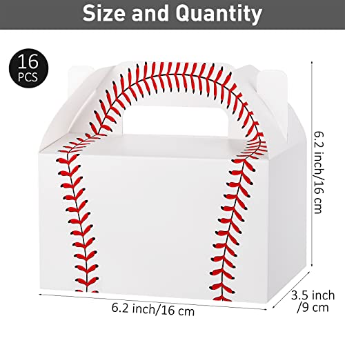 ADXCO 16 Pieces Baseball Treat Boxes Baseball Paper Gift Boxes Candy Snack Goody Bags Boxes for Baseball Sports Party Favors Supplies and Gift Giving