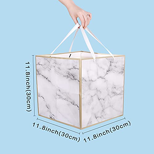 2 PCS Extra Large Gift Bag 11.8 Inch Marble Big Paper Bag with Handle Square Giant Gift Bag XL Big Wedding Gift Bag Huge Reusable Wedding Present Bag for Birthday Party Presents Flowers by Yerpkefey (1 White 1 Black)