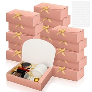 swangsa 16 set gift boxes with lids, 10.6”x8”x3” pink kraft paper gift box, bridesmaid proposal box with ribbon and 70pcs adhesive dots, for wedding, packaging, present, birthday, cupcake boxes