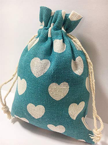 Autupy 24 Packs 5.5 x 3.9 Inch Heart Burlap Drawstring Bags Gift Bags Packing Storage Linen Jewelry Pouches Sacks for Valentine's Day Wedding Party Shower Birthday Thanksgiving Halloween