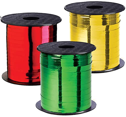 Christmas Ribbon - Curling Gift Ribbon Xmas Set of 3 Rolls Red Green Gold Curling Ribbons Thin for Holiday Gifts Wrapping & Decoration