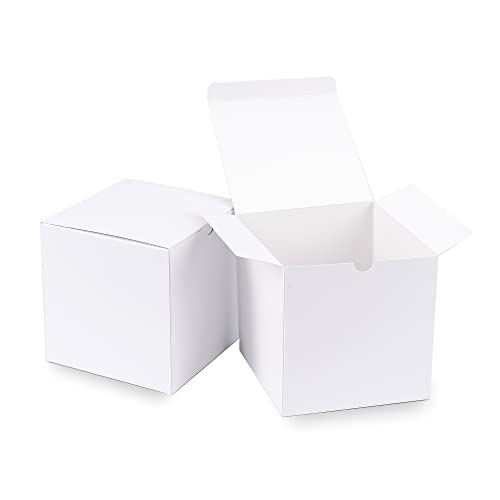 OfficeCastle 10 Pcs White Paper Gift Box with Lids, 6”x6”x6” White Foldable Gift Boxes for Bridesmaid Proposal, Party Favor, Merchant and Trade