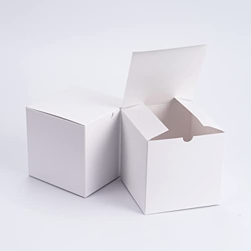 OfficeCastle 10 Pcs White Paper Gift Box with Lids, 6”x6”x6” White Foldable Gift Boxes for Bridesmaid Proposal, Party Favor, Merchant and Trade