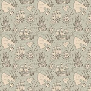 Stesha Party Nautical Wrapping Paper - Ocean Sea Map Gift Wrap - 30 x 20 Inch (3 Sheets)