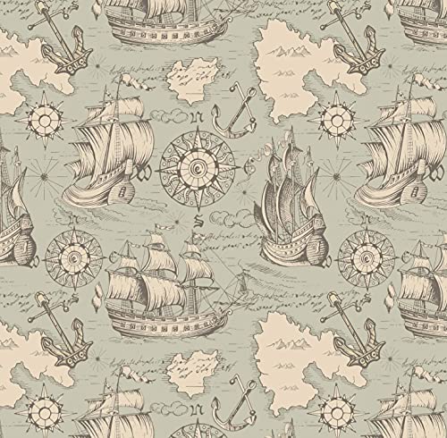 Stesha Party Nautical Wrapping Paper - Ocean Sea Map Gift Wrap - 30 x 20 Inch (3 Sheets)