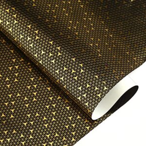 Whaline Gift Wrapping Paper Set 19.7 x 27.5 Inch Black Gold Foil Pattern Wrapping Paper 5 Designs Star Dot Wave Geometric Decorative Art Paper for Gift Packaging Birthday Graduation Craft, 10 Sheet