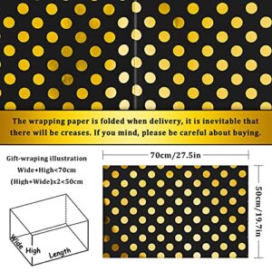 Whaline Gift Wrapping Paper Set 19.7 x 27.5 Inch Black Gold Foil Pattern Wrapping Paper 5 Designs Star Dot Wave Geometric Decorative Art Paper for Gift Packaging Birthday Graduation Craft, 10 Sheet