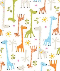 party explosions baby giraffes baby gift wrapping paper flat sheet – 24″ x 6′