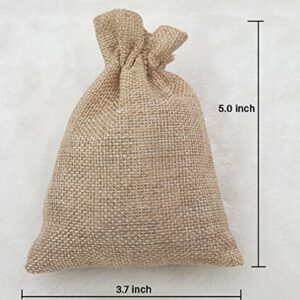 handrong 100pcs Burlap Gift Bag Burlap Bags with Drawstring Jewelry Pouch Jute Hessian Sack Packing Storage Linen bags for Wedding Party Birthday Holiday Treat DIY Art Craft Christmas Favor