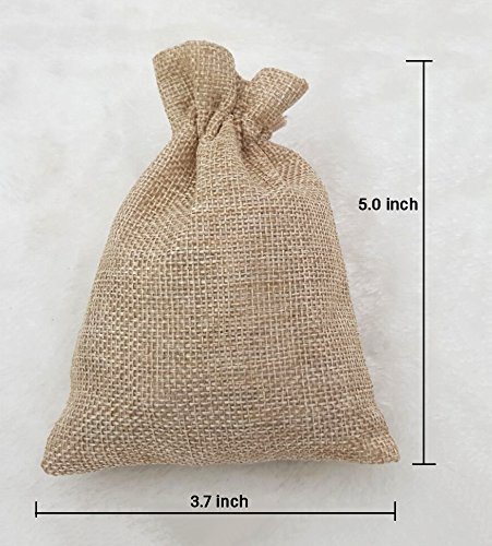 handrong 100pcs Burlap Gift Bag Burlap Bags with Drawstring Jewelry Pouch Jute Hessian Sack Packing Storage Linen bags for Wedding Party Birthday Holiday Treat DIY Art Craft Christmas Favor