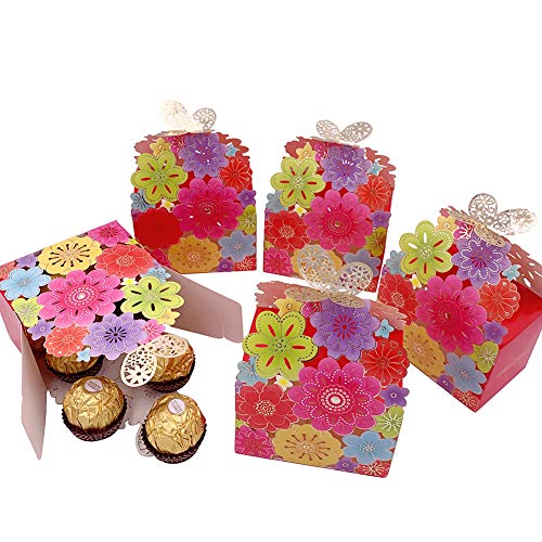 Party Favor Boxes,Flower Butterfly Candy Boxes Laser Cut Candy Boxes Colorful Gift Boxes for Wedding Bridal Shower Anniverary Birthday Party (20 PCS)