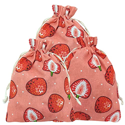 Summer Strawberry Party Gift Treat Bags Fruit Theme Drawstring Gift Bag Twotti Fruity Party Favor Bag for Strawberry Party ,Baby Shower,Birthday Party , Summer Fruit Theme Party Favor Bags Supplies