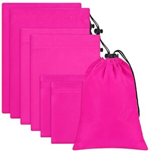 willbond 6 pieces toy storage adult bags foldable toy storage adult bags multi purpose toys storage 3 sizes adjustable ditty bag microfiber pouch for game toy home storage travel, hot pink