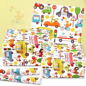 NEPOG Birthday Wrapping Paper for Kids Boys Girls, Animal Transport Design Gift Wrapping Paper, Cartoon Animals 6 Sheets Folded Flat 20x28 inches per Sheet for Birthday Baby Shower