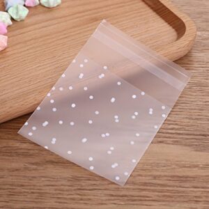 hustar 200 pcs white polka dot self sealing cello cellophane bags bakery candle soap cookies poly bags 8x10cm