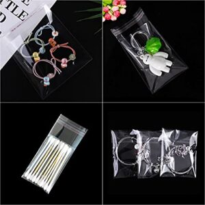 Doutop Tiny Clear Cello Bags 300pcs 2x3 Self-Sealing Bags 1mil OPP Plastic Cellophane Bags for Jewelry Earrings Candies Bakery Candle Soap Cookie 8 Sizes to Choose from