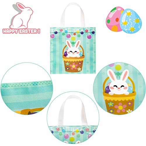 JOYIN 24 Pcs Easter Gift Bags, 8.7" x 8.7" Mini Size Creamed Tone Easter Gift Kraft Treat Goodie Bags and Basket with Handles for Easter Egg Hunt, Easter Party Favors