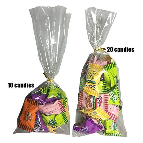 Cellophane Bags 200 PCS Clear Flat Cello Treat Bags Party Favor Bag for Gift Bakery Cookies Candies with 200 Twist Ties (4x9Inch)