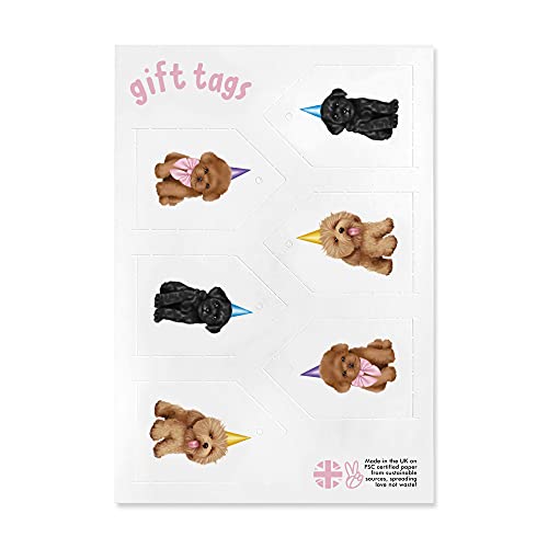 CENTRAL 23 - Happy Birthday Wrapping Paper - Dogs in Hats - 6 Sheets of Birthday Gift Wrap - White Pink and Blue - For Kids - Recyclable