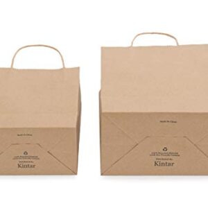 Brown paper bags with handles 100 pack 50pcs of 6.25"x3.5"x8" & 50pcs of 8"x4.5"x10.5" - paper bag, well made quality bags, brown bags with handles bulk, kraft paper bags bulk, small paper bags