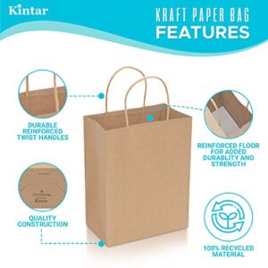 Brown paper bags with handles 100 pack 50pcs of 6.25"x3.5"x8" & 50pcs of 8"x4.5"x10.5" - paper bag, well made quality bags, brown bags with handles bulk, kraft paper bags bulk, small paper bags