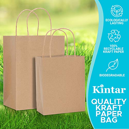 Brown paper bags with handles 100 pack 50pcs of 6.25"x3.5"x8" & 50pcs of 8"x4.5"x10.5" - paper bag, well made quality bags, brown bags with handles bulk, kraft paper bags bulk, small paper bags