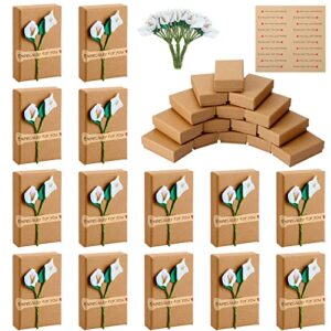 36 sets flower kraft paper boxes floral small gift boxes filled with foam insert small boxes for jewelry packaging party favor jewelry box for anniversaries wedding birthday valentine’s day