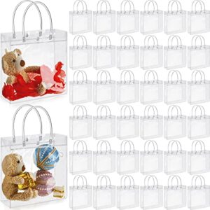 36 Pcs Clear Plastic Gift Bags with Handle Reusable Transparent PVC Plastic Gift Wrap Tote Bag Clear Bags for Favors Clear Party Favor Bags Clear Shopping Bags for Birthday Baby Shower Party Favor