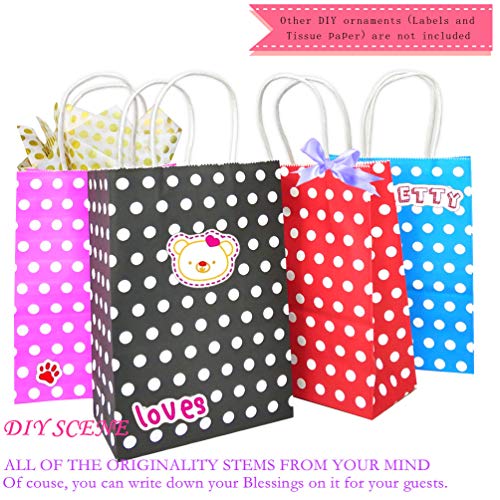 ADIDO EVA Small Polka Dot Christmas Gift Bags Red Kraft Paper Bags with Handles for Party Favors (8.2 x 6 x 3.1 In 12 PCS)