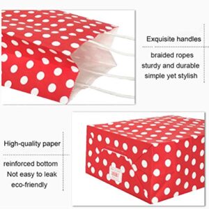 ADIDO EVA Small Polka Dot Christmas Gift Bags Red Kraft Paper Bags with Handles for Party Favors (8.2 x 6 x 3.1 In 12 PCS)