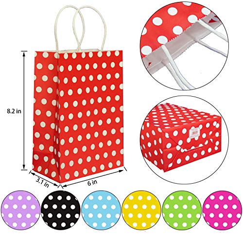 ADIDO EVA Small Polka Dot Christmas Gift Bags Red Kraft Paper Bags with Handles for Party Favors (8.2 x 6 x 3.1 In 12 PCS)