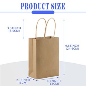 BadenBach 40 Pack Small Kraft Gift Bags with Handles,6.3"x4.7"x2.4",Recycled Mini Kraft Paper Gift Bags Bulk Candy Treat Party Favor Bag for Grocery Retail Christmas Birthday Wedding (Brown)