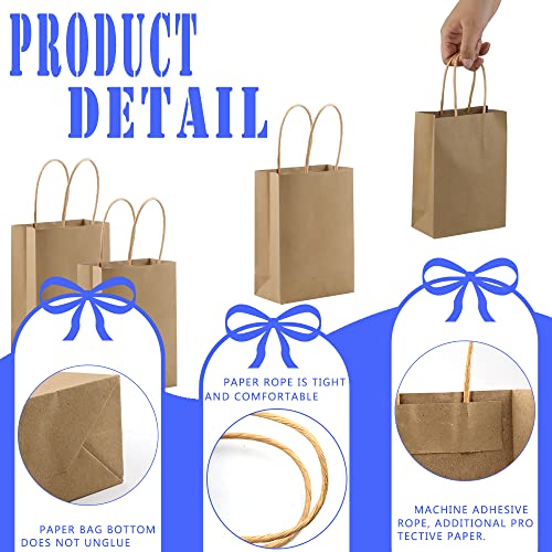 BadenBach 40 Pack Small Kraft Gift Bags with Handles,6.3"x4.7"x2.4",Recycled Mini Kraft Paper Gift Bags Bulk Candy Treat Party Favor Bag for Grocery Retail Christmas Birthday Wedding (Brown)