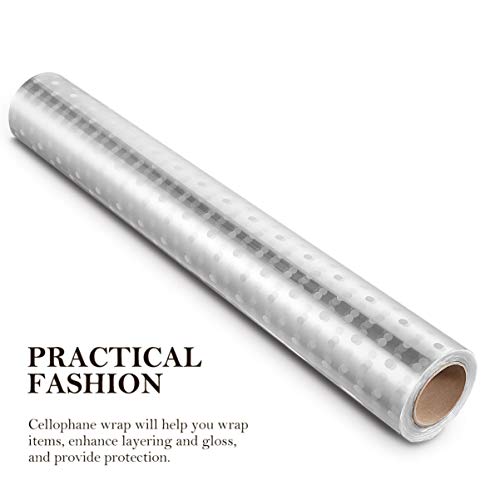 NUOBESTY Cellophane Wrap Roll Clear White Dot Pattern Florist Paper Wrapper Gift Wrappings Packing Paper for Flowers Craft Basket Bouquet Food