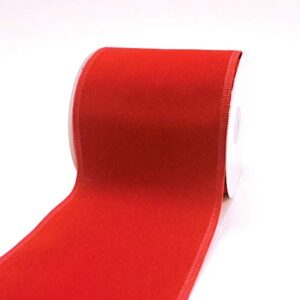 Red Wire Ribbon Velvet 2.5 (2 1/2) Inch Wide Wired-Edge Trim Clearance - Valentines Day Gift Wrapping Bow, Indoor Outdoor Christmas Tree Trimming Bows/Winter Wedding Ribbons Xmas Crafts & Gifts (30)