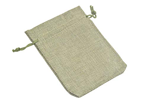 Sansam 50pcs 10.0x14.0cm/4.0''x5.6'' Army Green Lining Burlap Small Gift Bags Hemp/Hessian Bags, Jewelry Pouches, Wedding Favors, Jewelry Packing, Sacks