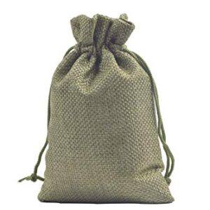 Sansam 50pcs 10.0x14.0cm/4.0''x5.6'' Army Green Lining Burlap Small Gift Bags Hemp/Hessian Bags, Jewelry Pouches, Wedding Favors, Jewelry Packing, Sacks