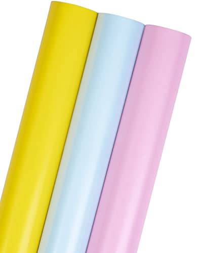 MAYPLUSS Wrapping Paper Roll - Mini Roll - 17 inch X 120 inch Per roll - 3 Different Easter Design - Pink/blue/yellow (42.3 sq.ft.ttl)