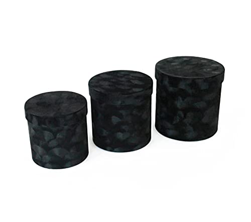 UNIKPACKAGING Premium Quality Round Velvet Flower Box, Gift Boxes for Luxury Flower and Gift Arrangements, Set of 3 pcs (Black)