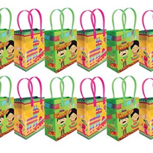 TINYMILLS Fiesta Themed Party Favor Bags Treat Bags, 12 Pack