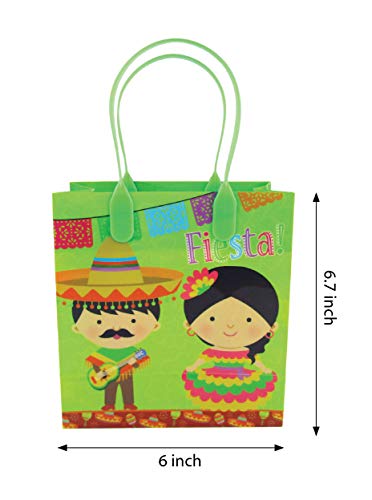 TINYMILLS Fiesta Themed Party Favor Bags Treat Bags, 12 Pack